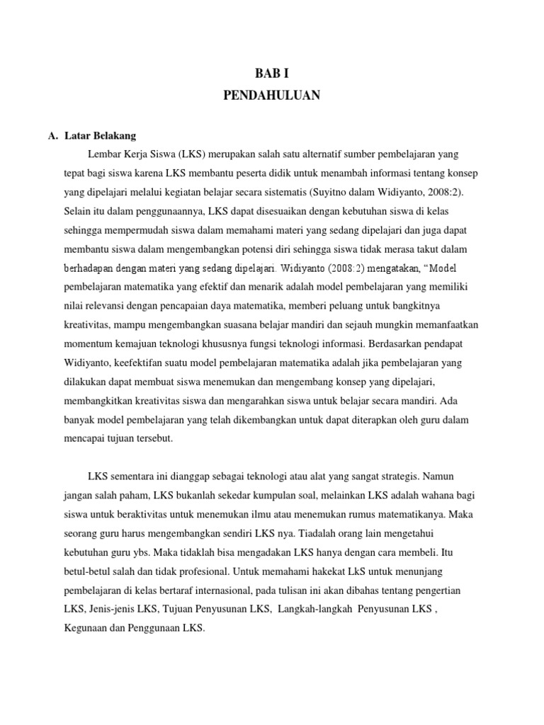 Pengertian, Manfaat, Dan Cara Membuat Lembar Kerja Siswa (LKS) | PDF ...