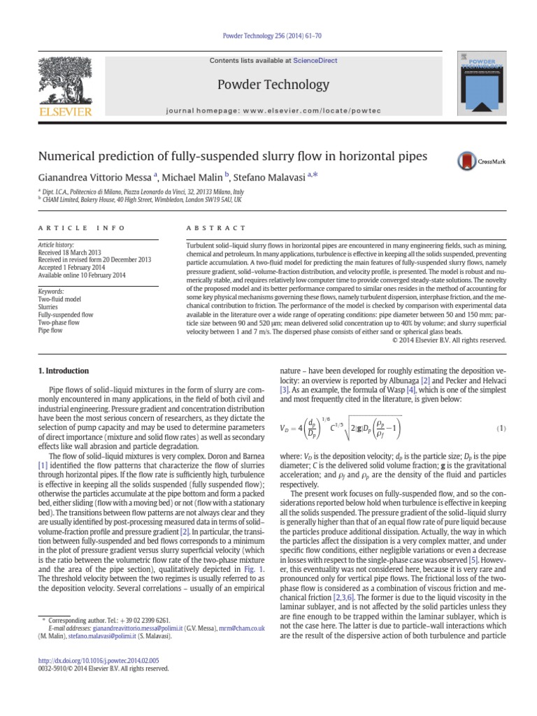 Numerical Prediction of Fully-Suspended Slurry Flow in Horizontal Pipes | PDF | Viscosity ...