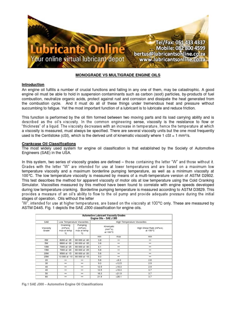 Understanding the Differences Between Monograde and Multigrade Engine ...