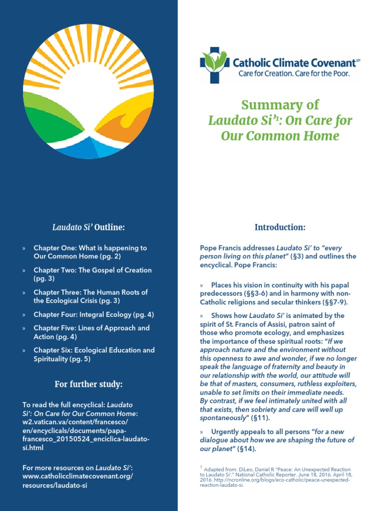 Laudato Si Summary and Action Steps | PDF | Ecology | Natural Environment