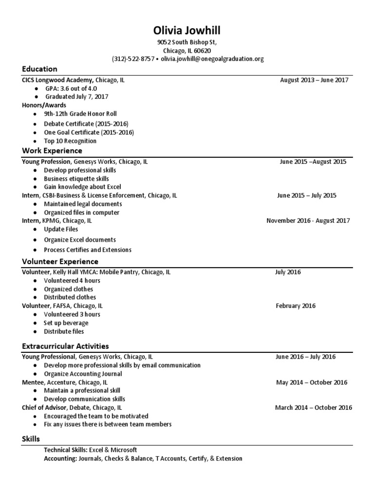 olivia resume | Email | Communication