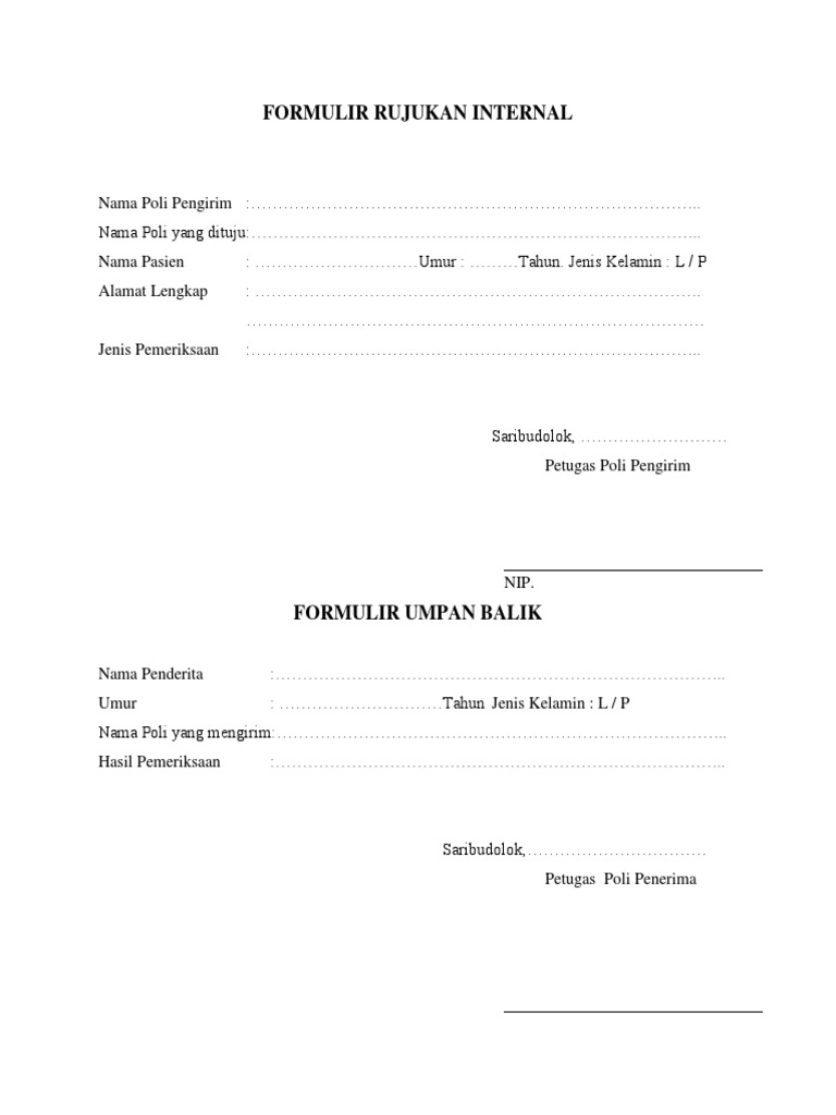 Formulir Rujukan Internal | PDF