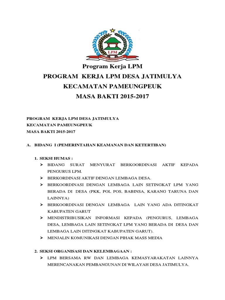 Program Kerja LPM | PDF