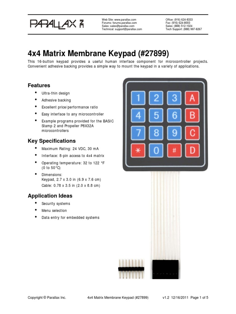 4x4 Matrix Membrane Keypad v1.2 PDF | PDF | Microcontroller | Computer Architecture