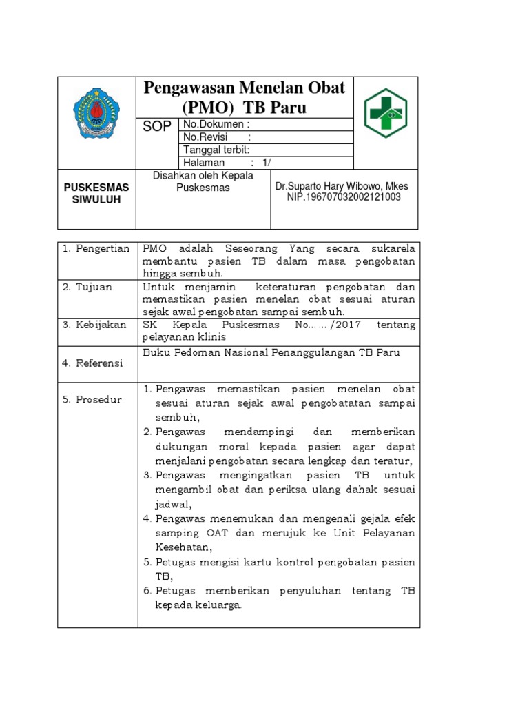 SOP PMO TB PAru | PDF