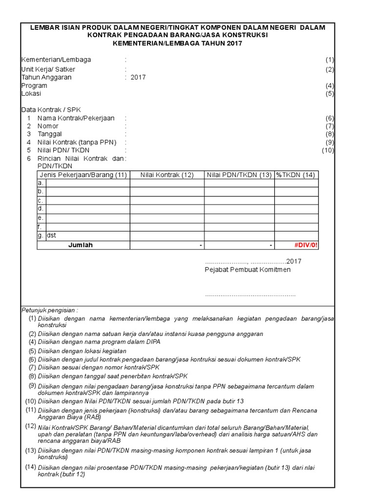 Form TKDN Kosong | PDF