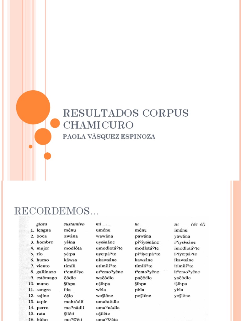 3.5 Corpus Chamicuro | PDF | Vocal | Plural