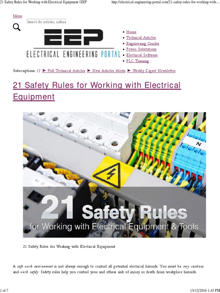 21 Safety Rules For Electrical Installation | PDF | Electricity ...