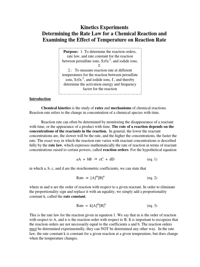 08 Kinetics Experiments | Download Free PDF | Reaction Rate | Reaction ...