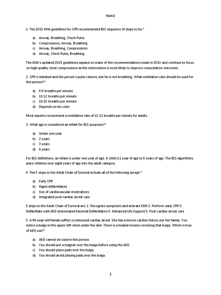 Pre Test Bls | PDF | Cardiopulmonary Resuscitation | Health Sciences