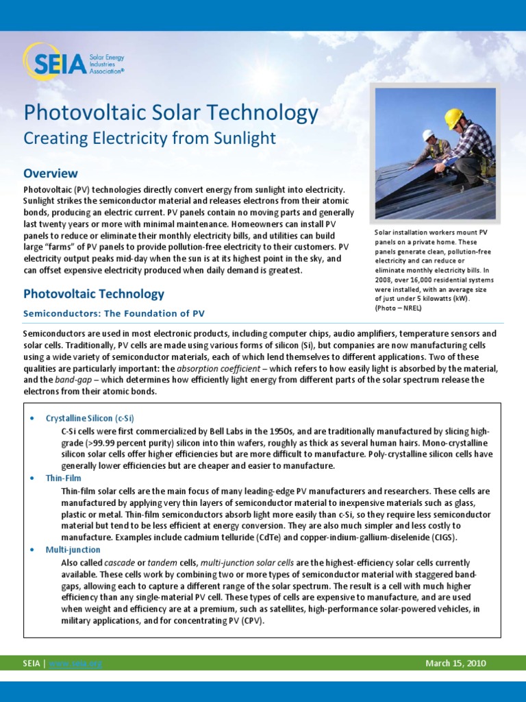 Photovoltaic Solar Technology Overview | PDF | Photovoltaics | Solar Cell