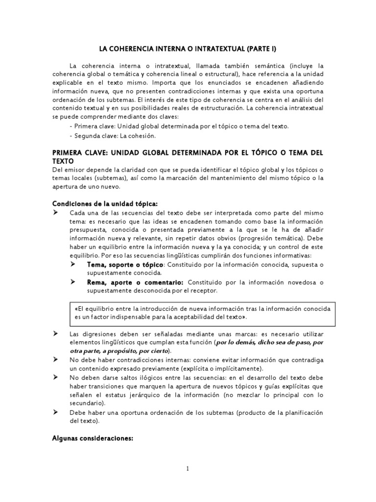 La Coherencia Interna o Intratextual (Clave I) - 1 | PDF | Psicosis ...