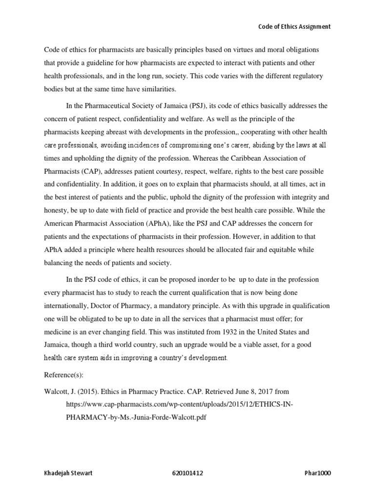 Summary of Pharmacy Code of Ethics | PDF | Pharmacy | Pharmacist