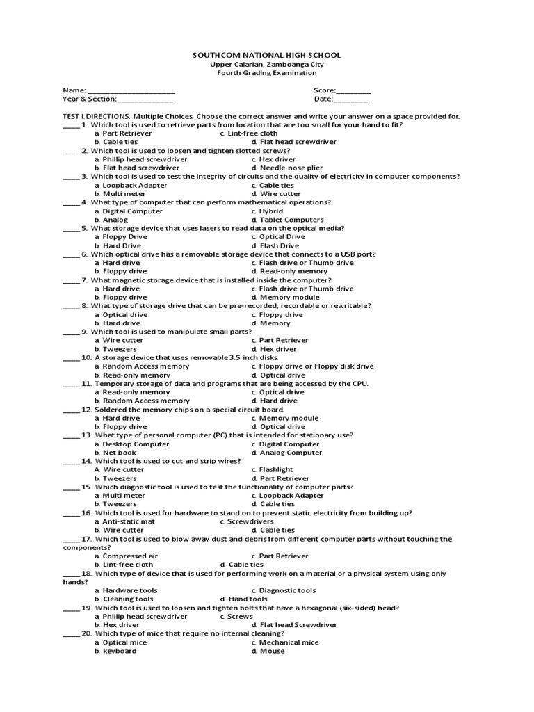Southcom National High School | PDF | Computer Data Storage | Usb Flash ...