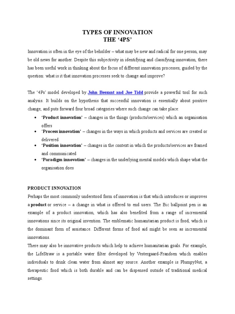 Types of Innovation | PDF | Humanitarianism | Aids