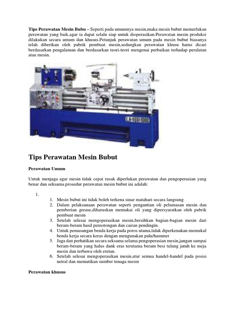 Tips Perawatan Mesin Bubut | PDF