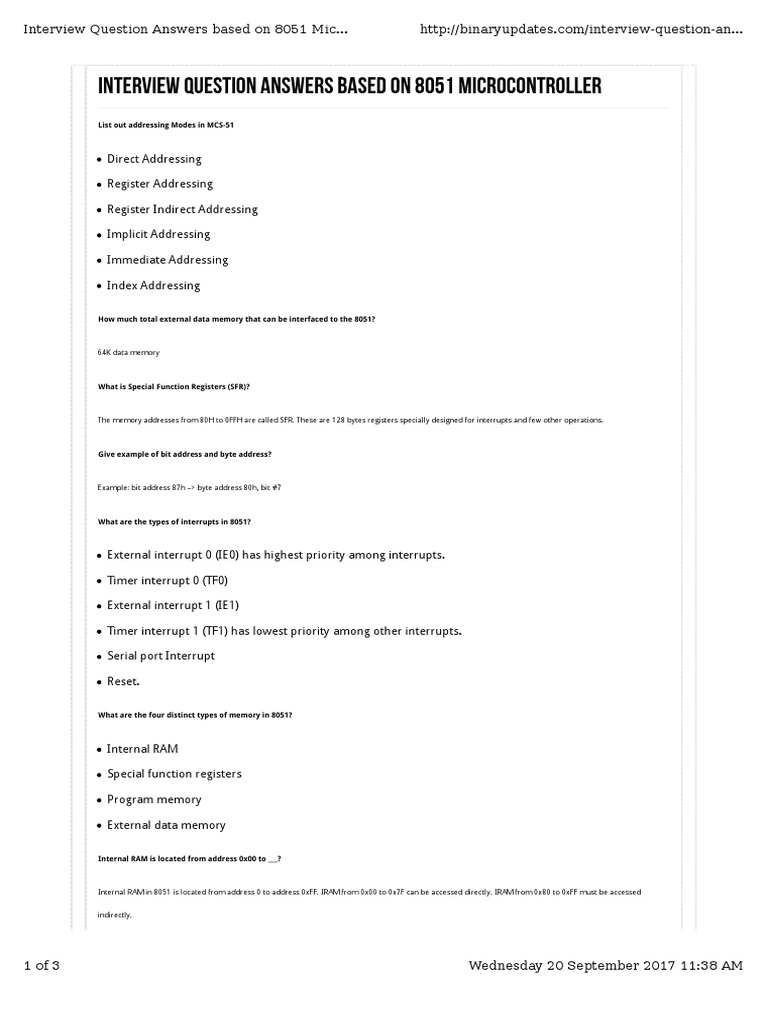 Interview Question Answers Based On 8051 Mic.. | Download Free PDF | Assembly Language | Digital ...