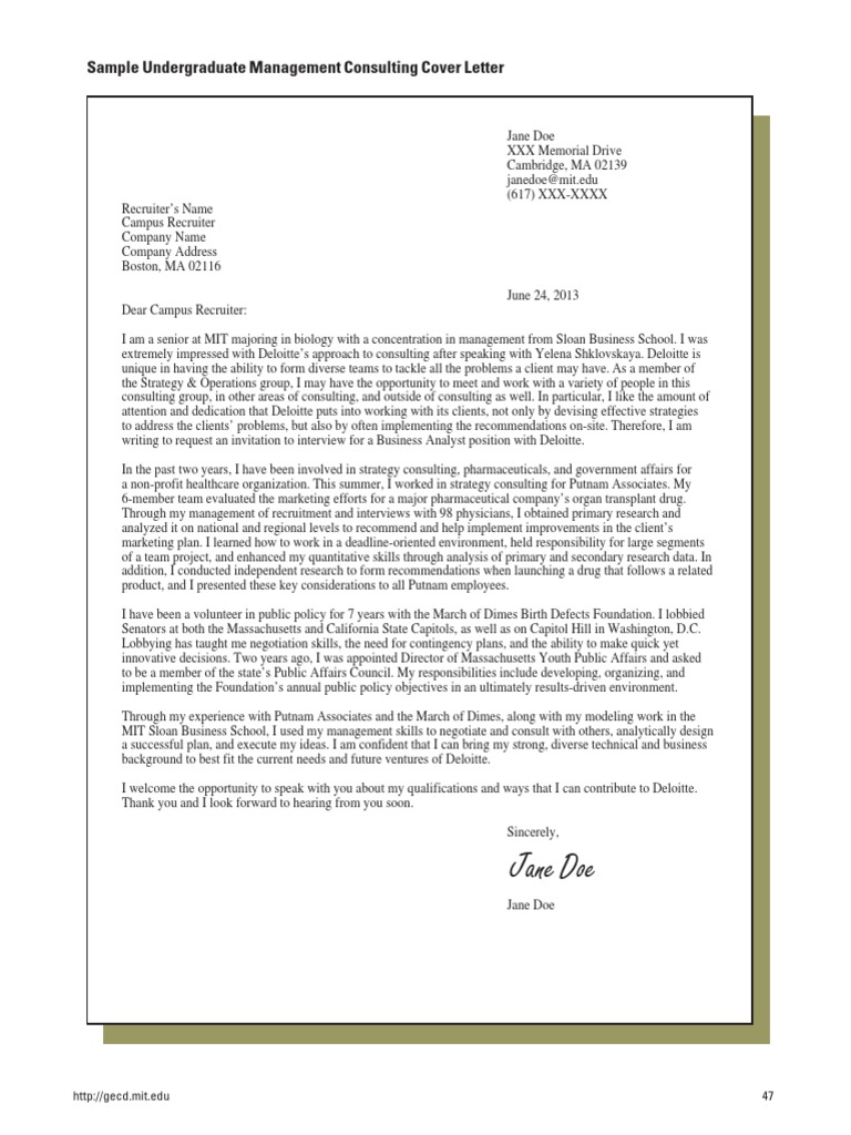 Sample Cover Letters 4 | PDF | Massachusetts Institute Of Technology ...