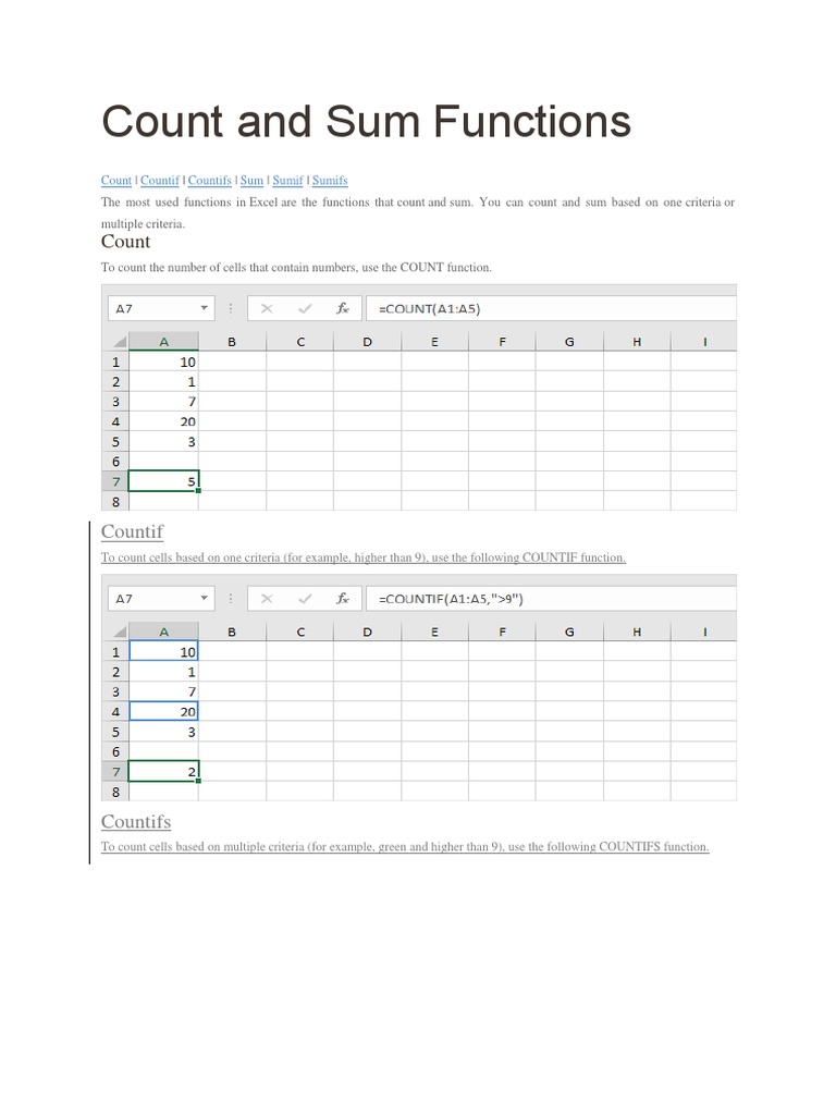 Count and Sum Functions | Summation | Function (Mathematics)