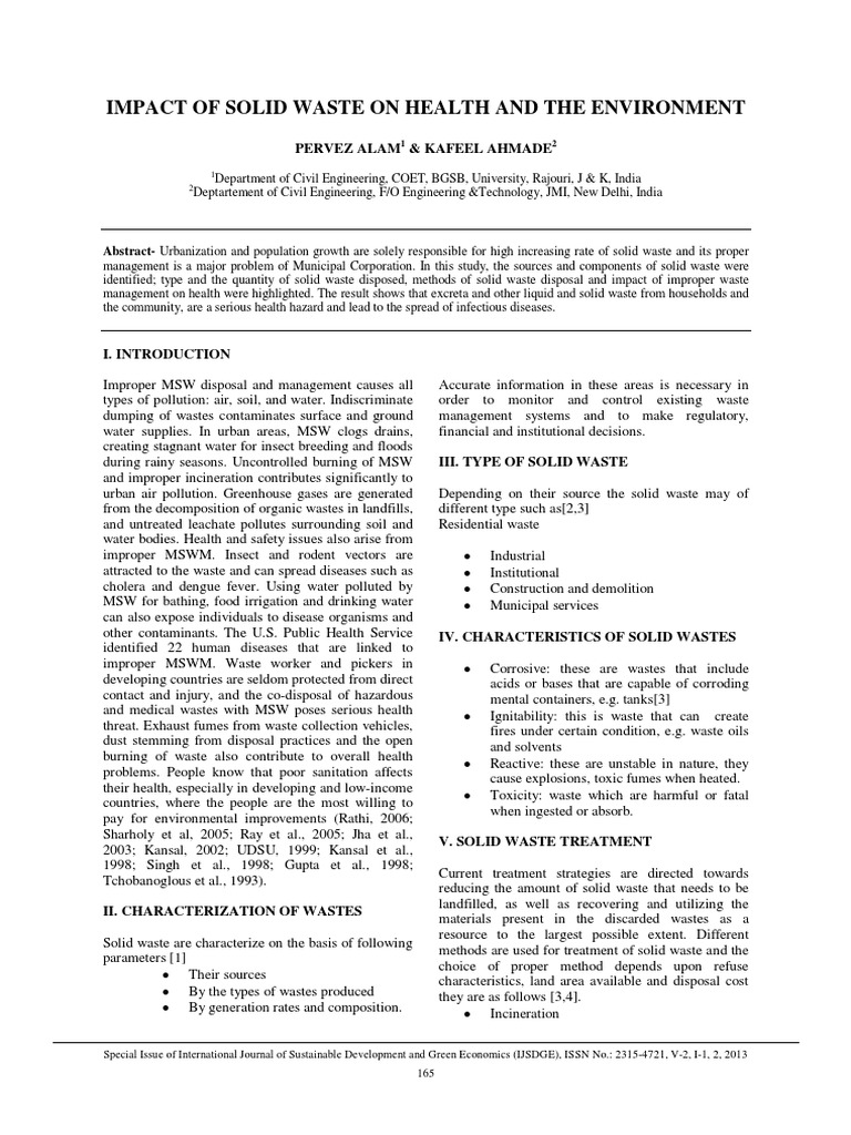 Impact of Solid Waste on Health & Environment | PDF | Municipal Solid ...