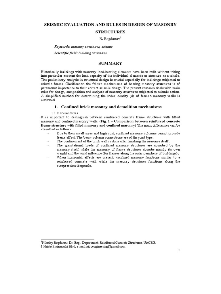 Seismic Rules Masonry Walls Eurocode 6 | PDF | Masonry | Reinforced ...