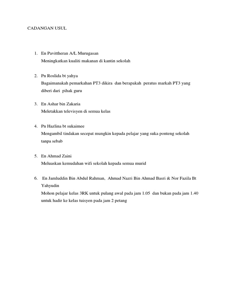 Cadangan Usul Pibg | PDF