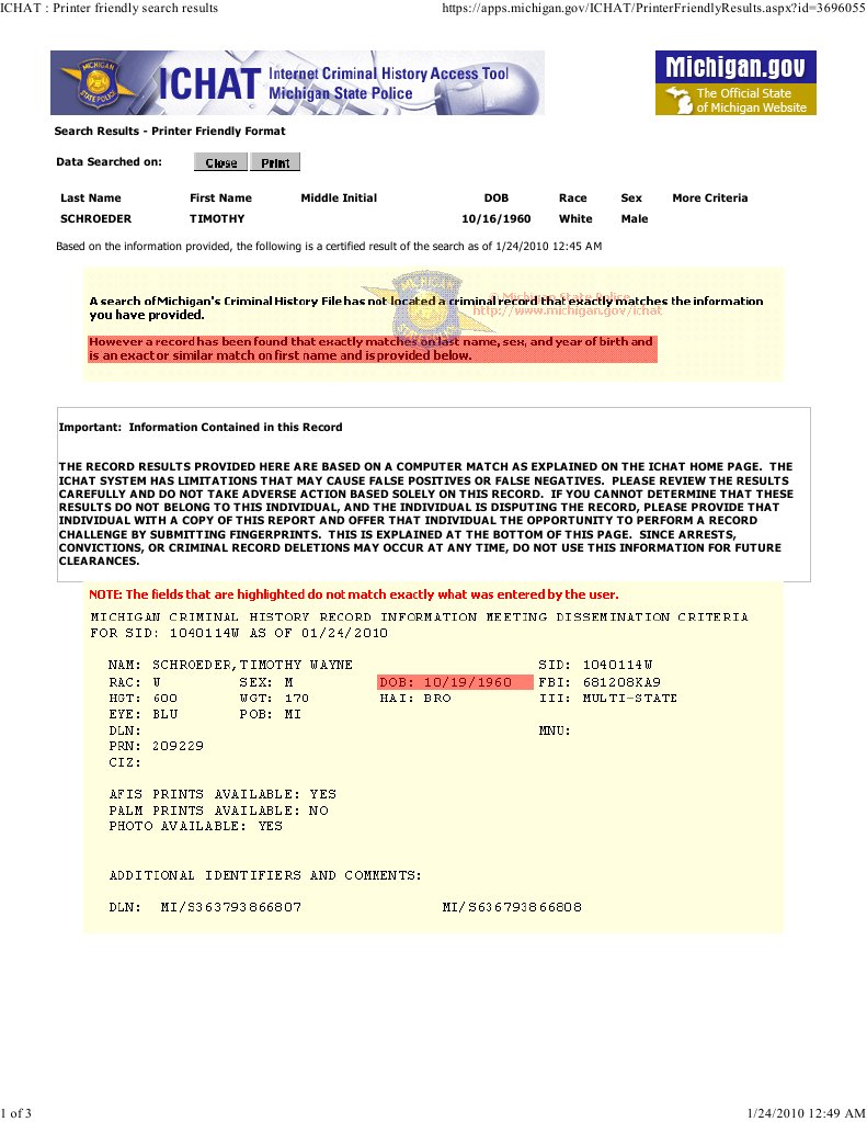 ICHAT For Michigan Felo Timothy Wayne Schroeder | PDF
