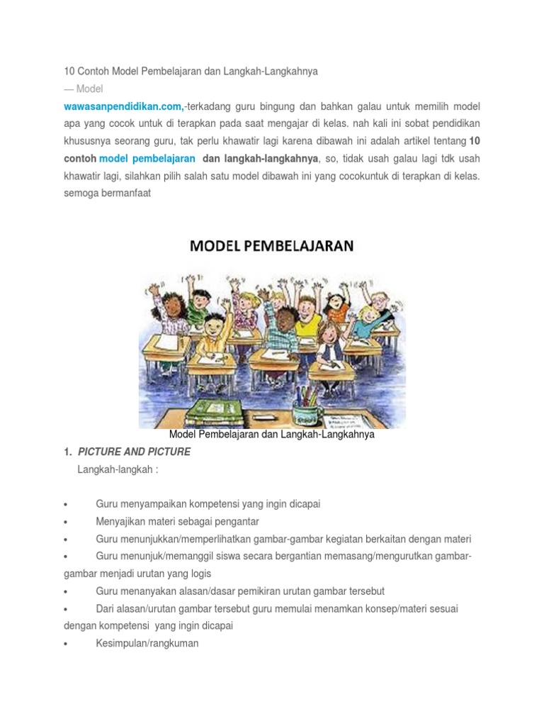 10 Contoh Model Pembelajaran Dan Langkah | PDF