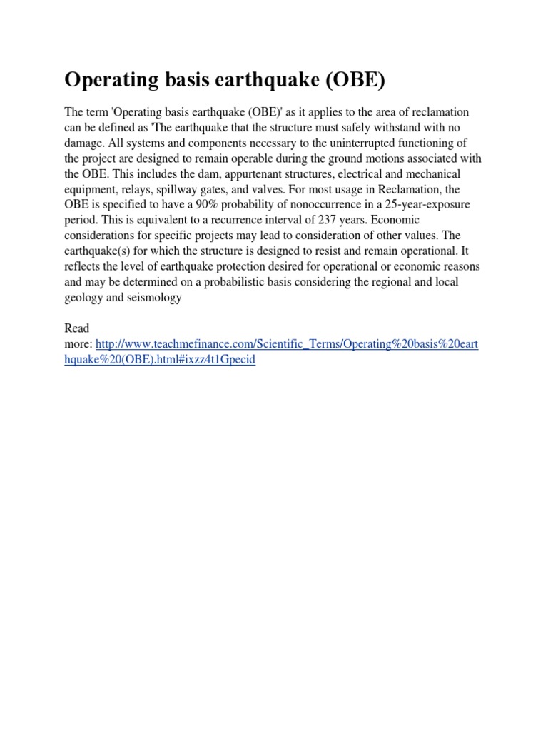 Operating Basis Earthquake | PDF