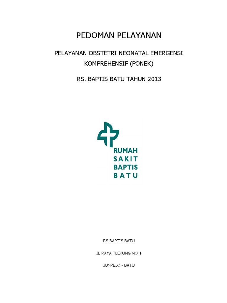 Pedoman Pelayanan PONEK (Full Permission) | PDF