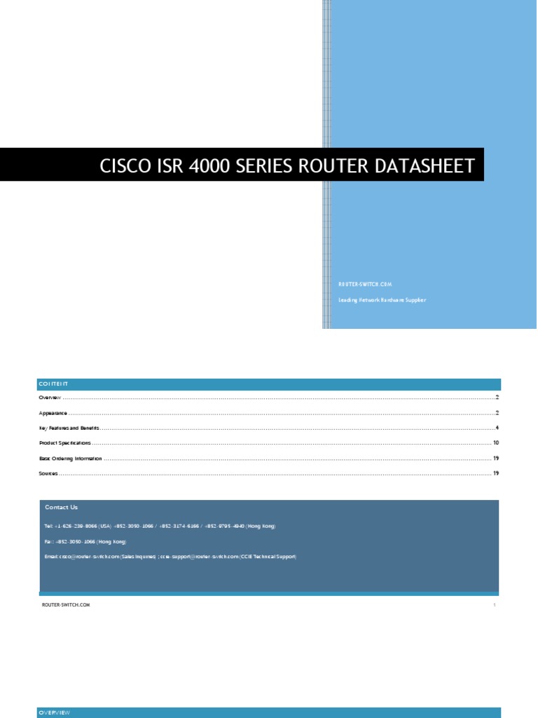 Cisco ISR 4000 Series Router Datasheet | PDF | Computer Network ...