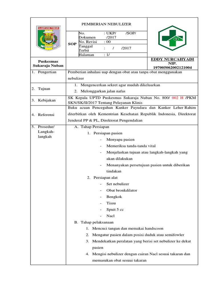 Sop Nebulizer | PDF