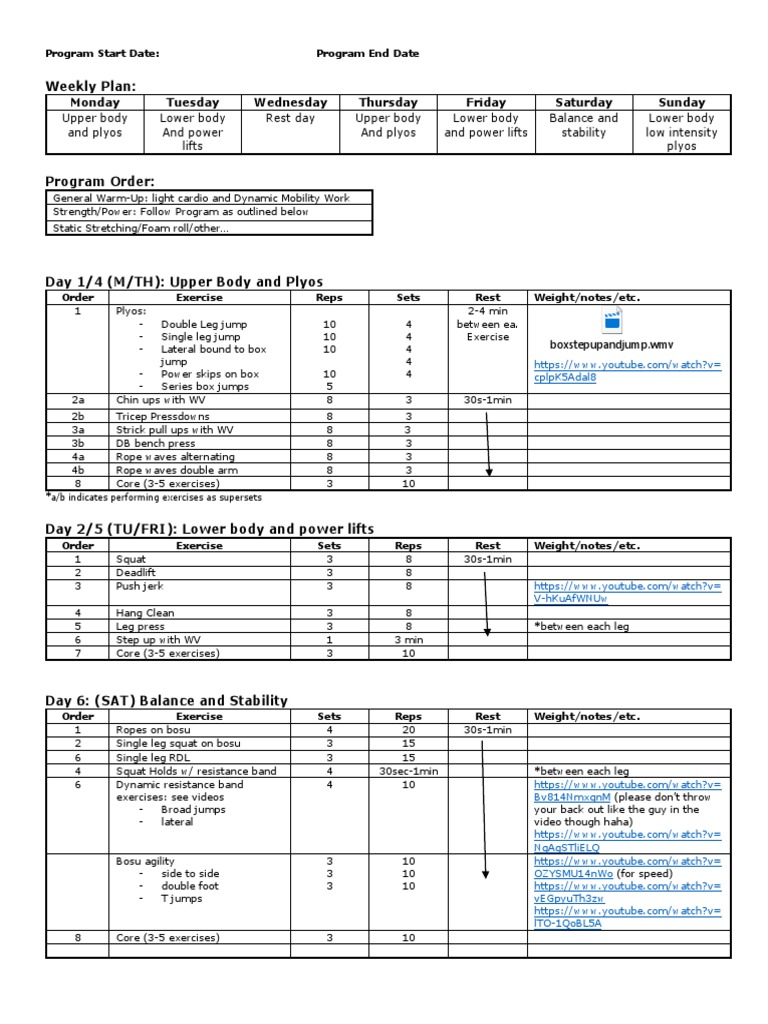 6day UE LE Strength workout | Physical Exercise | Sports