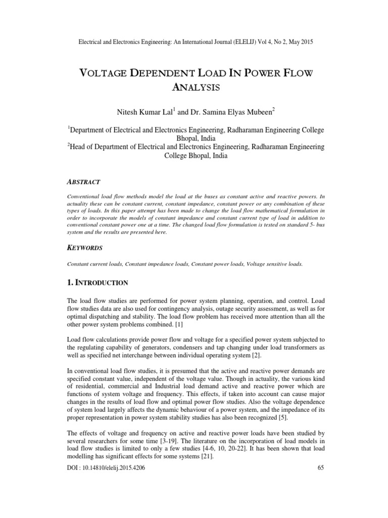Voltage Dependent Load in Power Flow | PDF | Electric Power | Engineering