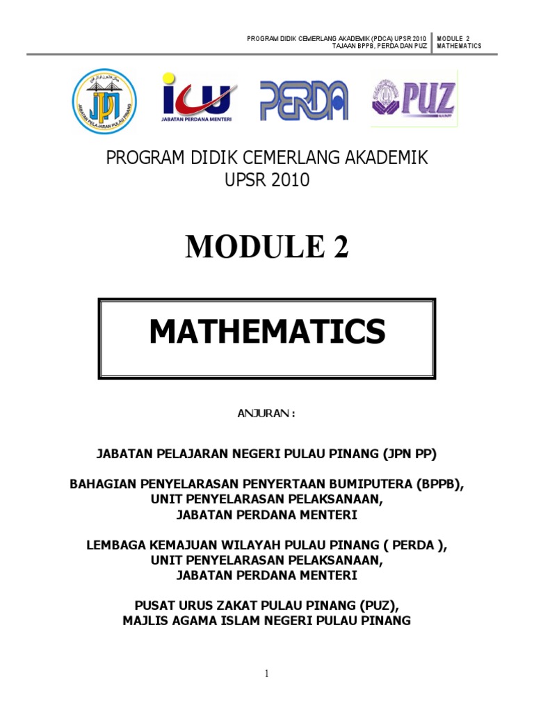 UPSR Math Module for Students | PDF | Mathematics | Teaching Mathematics