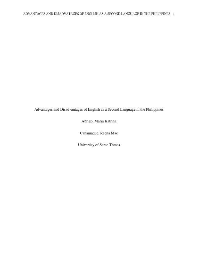 Advantages and Disadvantages of English As A Second Language in The ...