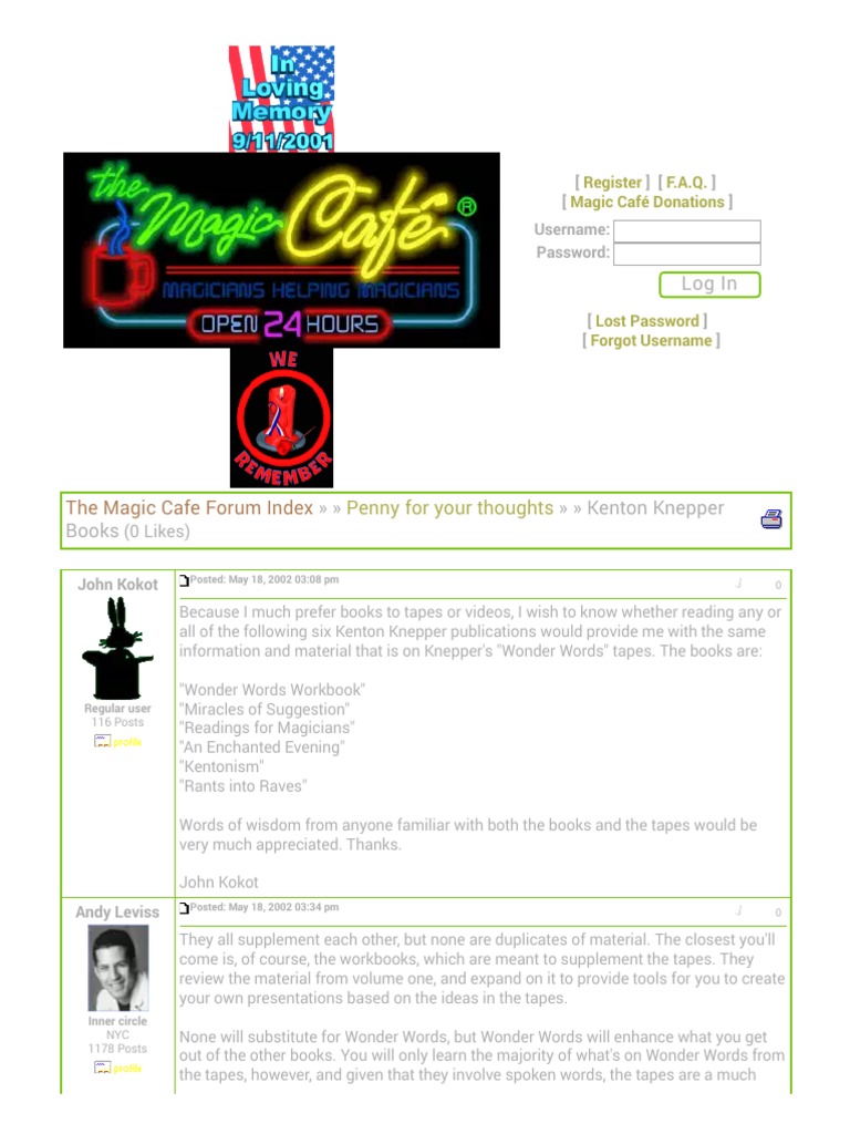 The Magic Cafe Forums - Kenton Knepper Books | PDF | Magic (Paranormal) | Computing And ...