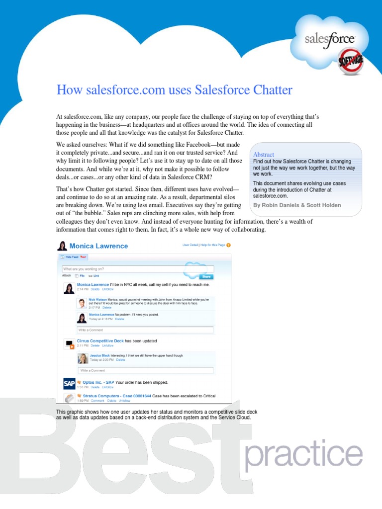 How Salesforce Com Uses Salesforce Chatter Pdf Salesforce Com