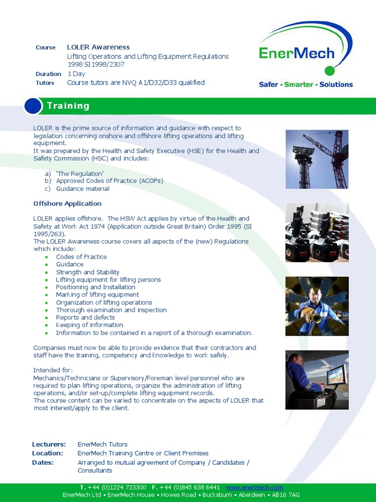 LOLER Awareness Course for Lifting Operations and Equipment Regulations ...
