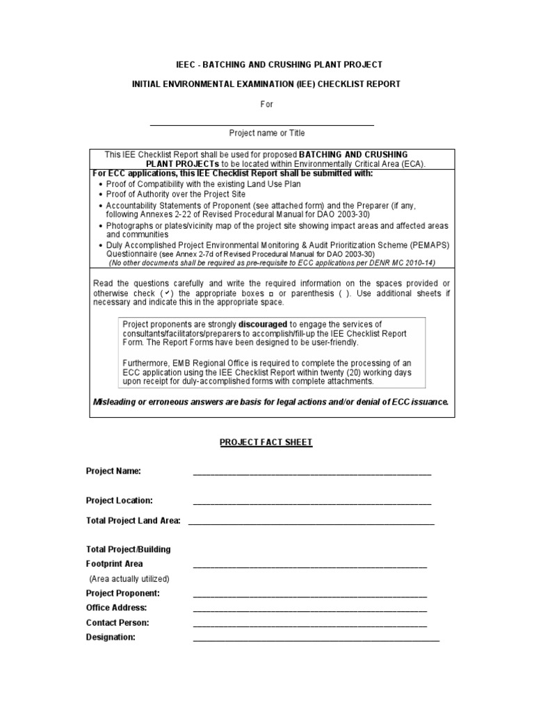 IEEC - Batching-Crushing Plant Checklist | Air Pollution ...