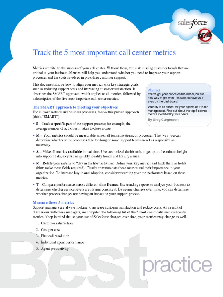 Key Call Center Metrics for Success | PDF | Customer Satisfaction ...