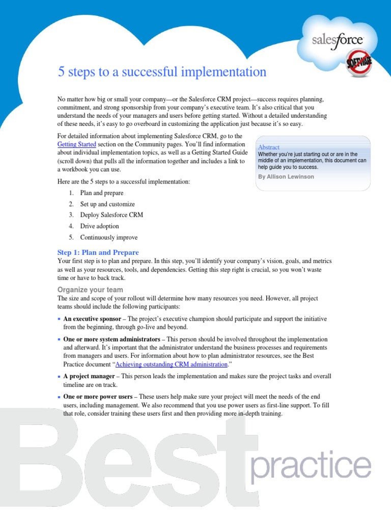 5 Steps To A Successful Implementation | PDF | Salesforce.Com ...