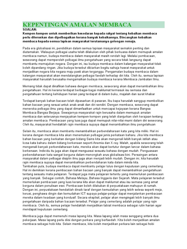 Kepentingan Amalan Membaca | PDF