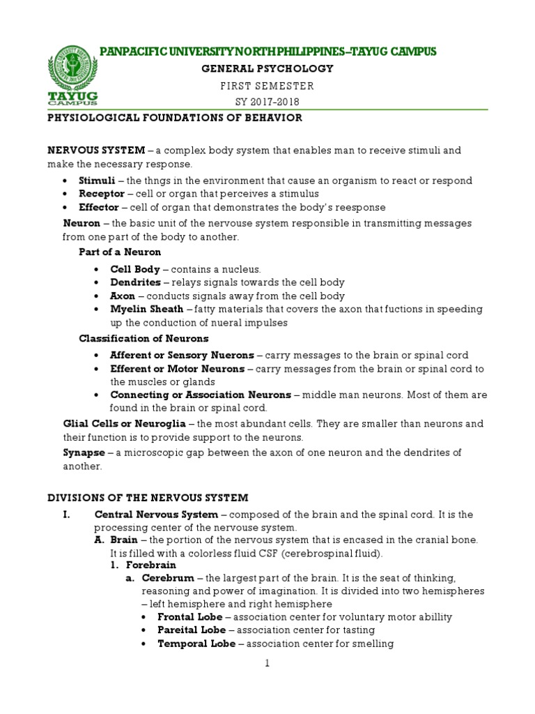Physiological Foundations of Behavior | PDF | Neuron | Nervous System