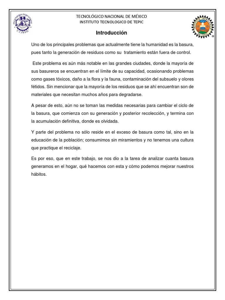 Reporte de Reciclaje | PDF | El plastico | Residuos