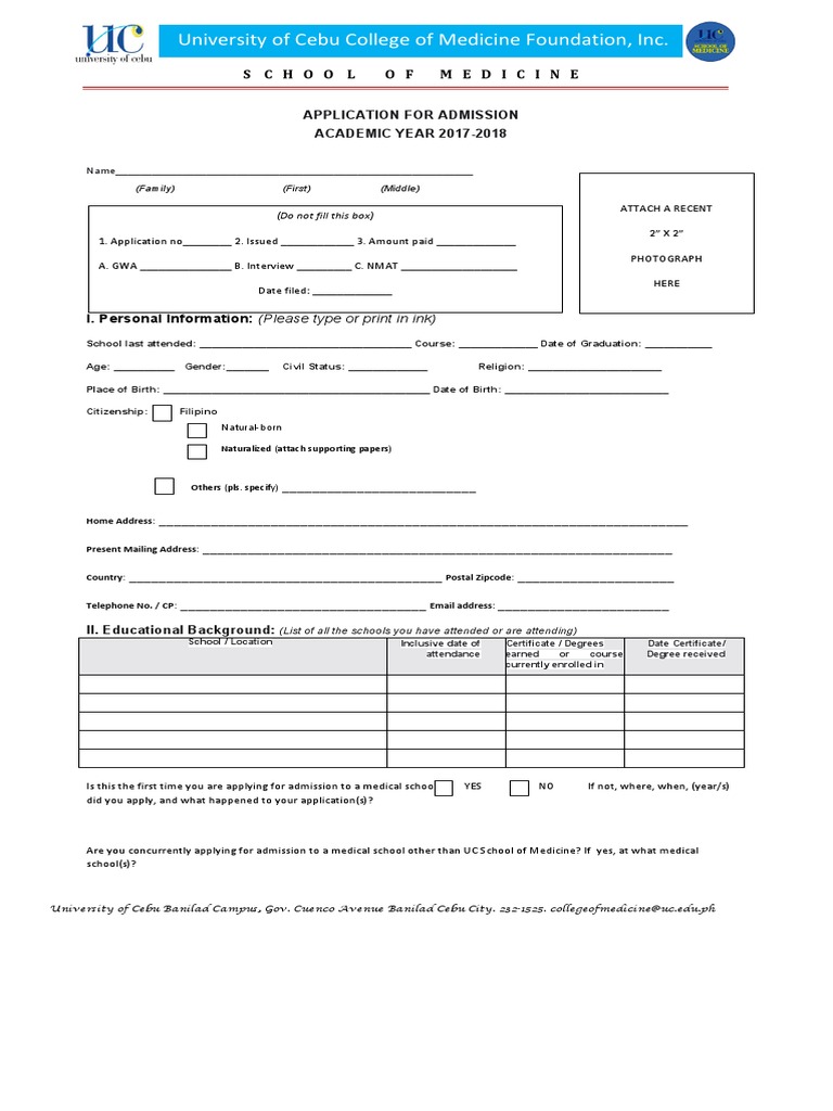 UC-MED Application Form | Download Free PDF | Medical School | Schools