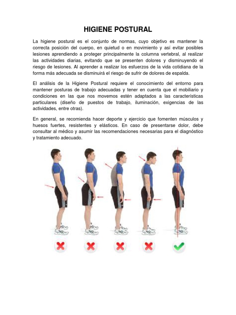 Higiene Postural Tema 1 | PDF | Dolor lumbar | Masaje