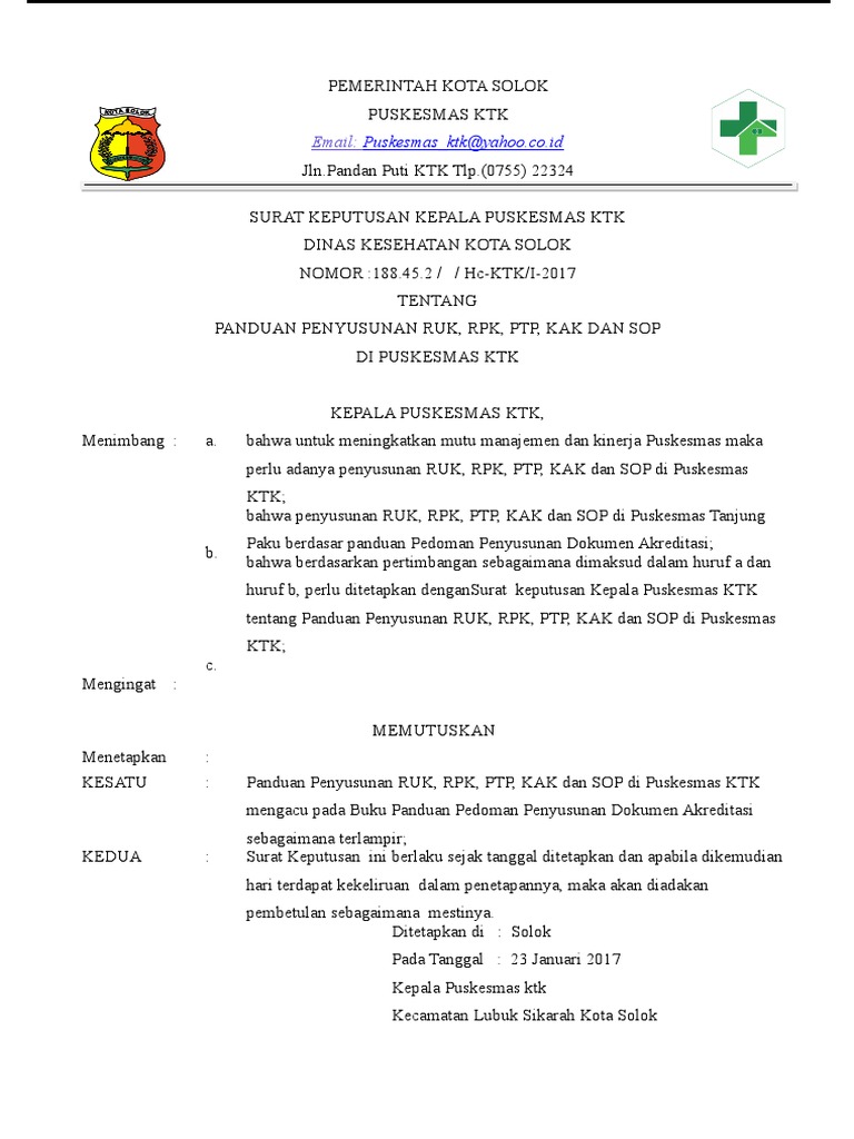 SK Panduan Penyusunan Ruk Dan RPK KTK | PDF