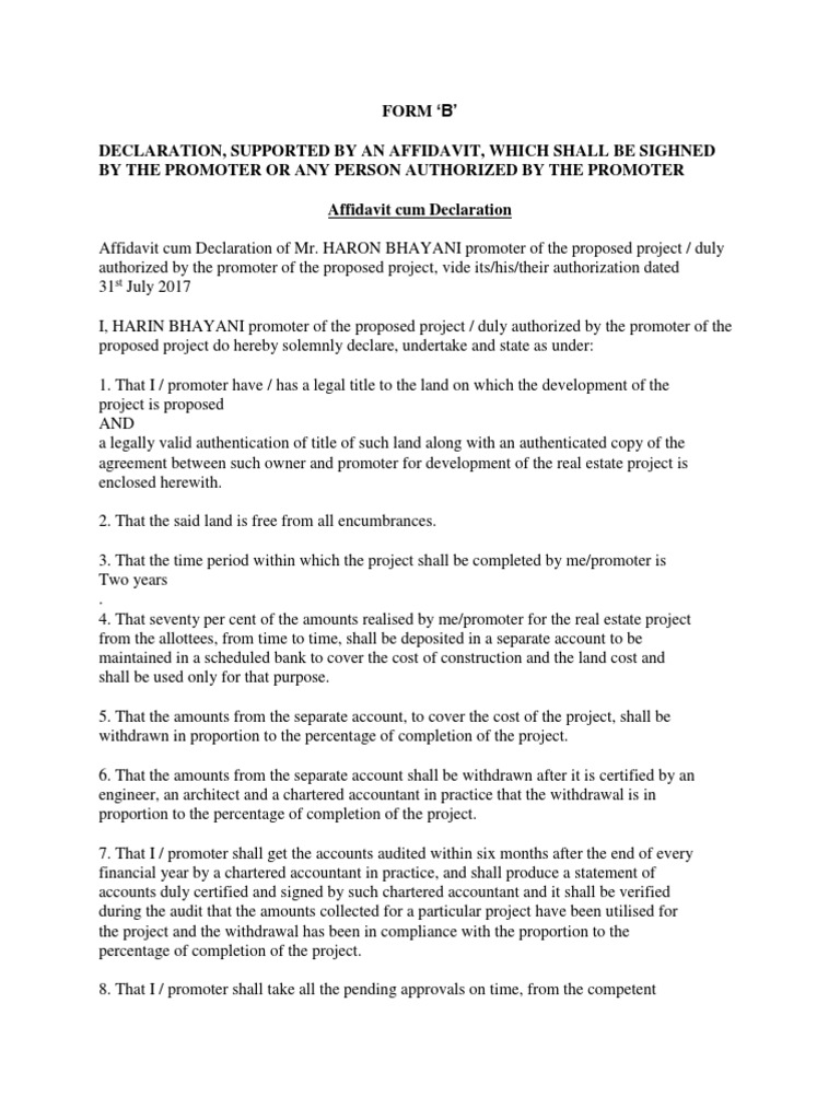 Declaration Supported by Affidavit | Affidavit | Audit