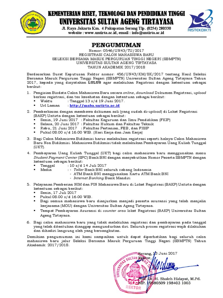 Pengumuman SBMPTN 2017 | PDF